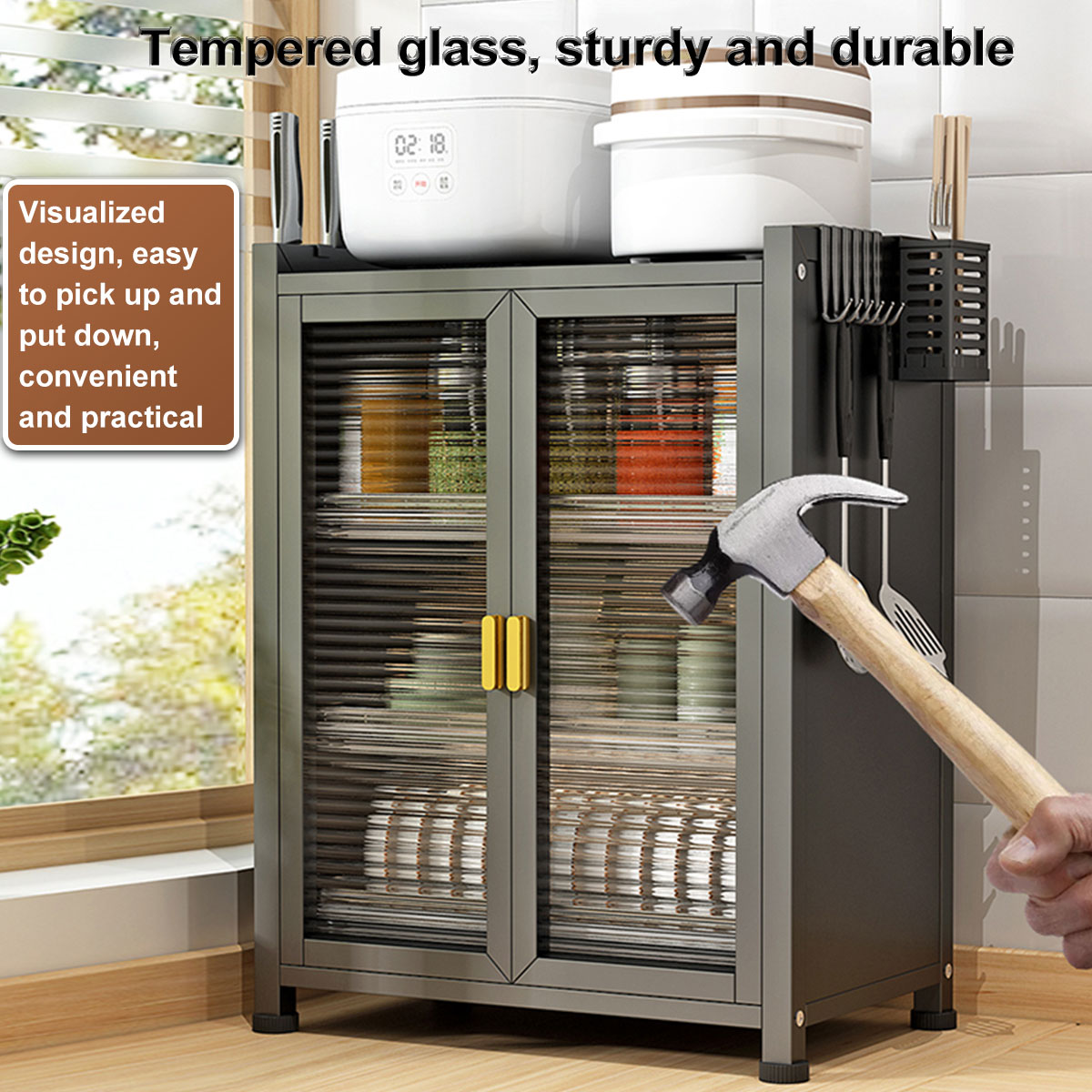 Jiditech Dish Cabinet Dish Rack Drainer Kitchen Countertop Large ...