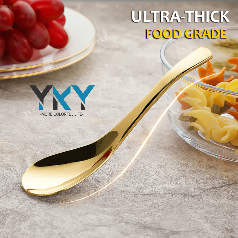 6.5inch Thick Spoon Stainless Steel Soup Spoons Mirror Polished Dinner ...