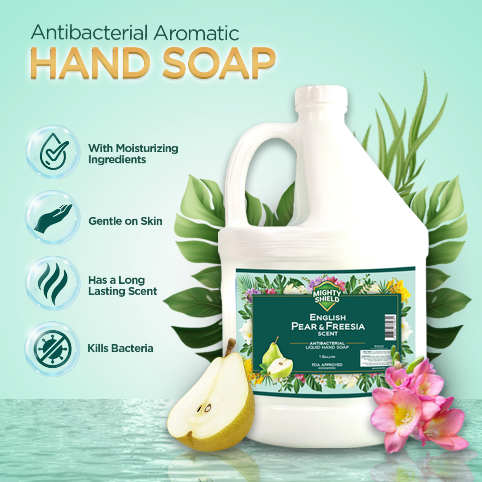 Mighty Shield Antibacterial Liquid Hand Soap - ENGLISH PEAR & FREESIA ...