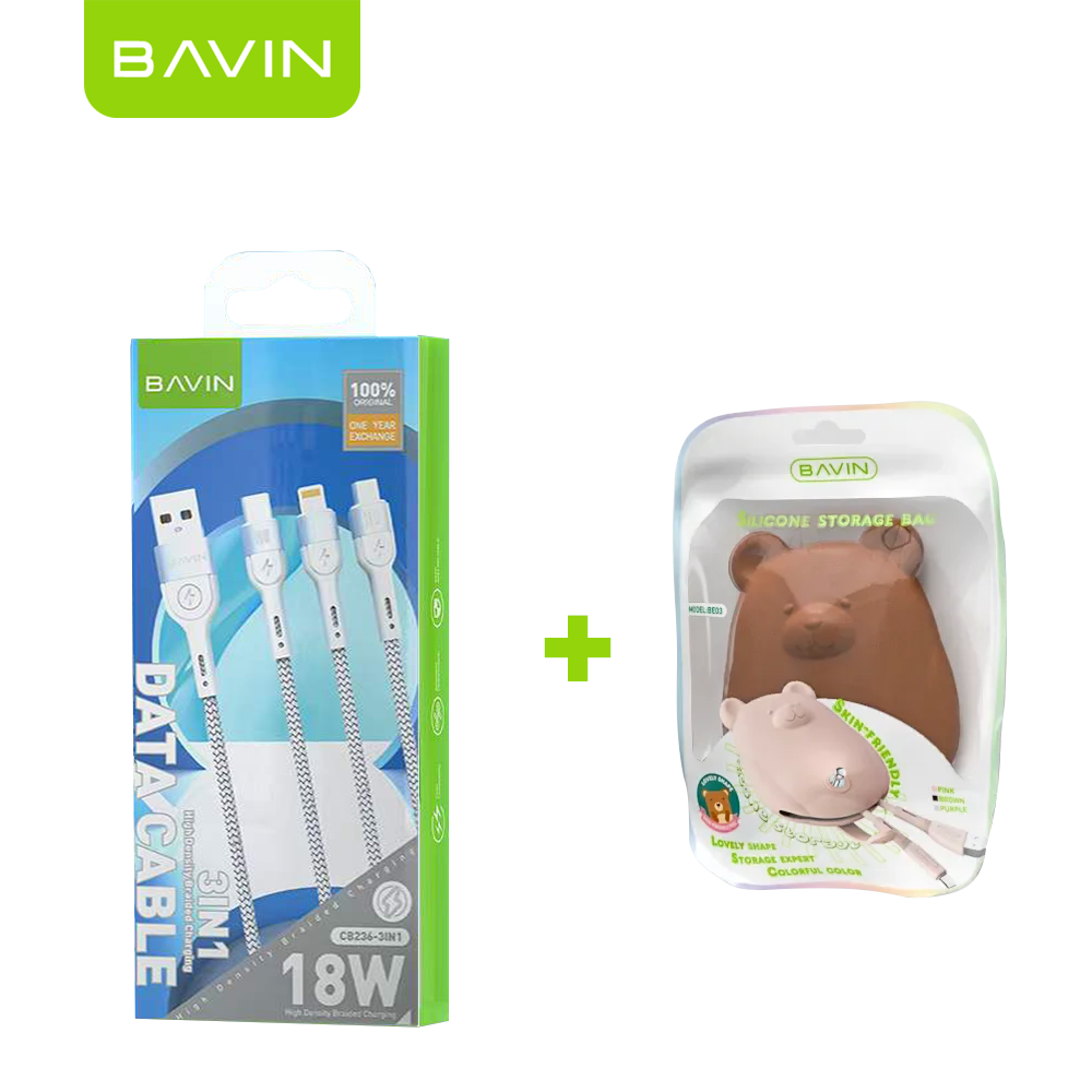 BAVIN CB236-3 3in1 Fast Charging Braided Cable 18W High Density Safe ...