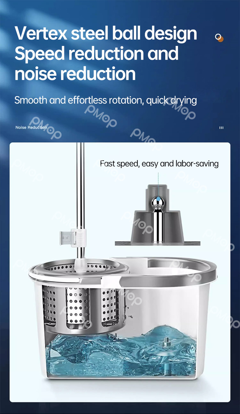 PMOP Mop with spinner heavy duty and Bucket 360 Rotating Spin Mop with ...
