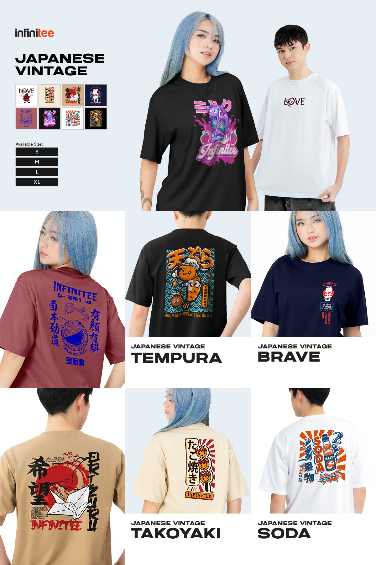 Infinitee Japanese Vintage Oversized T Shirt For Men Women Oversize ...