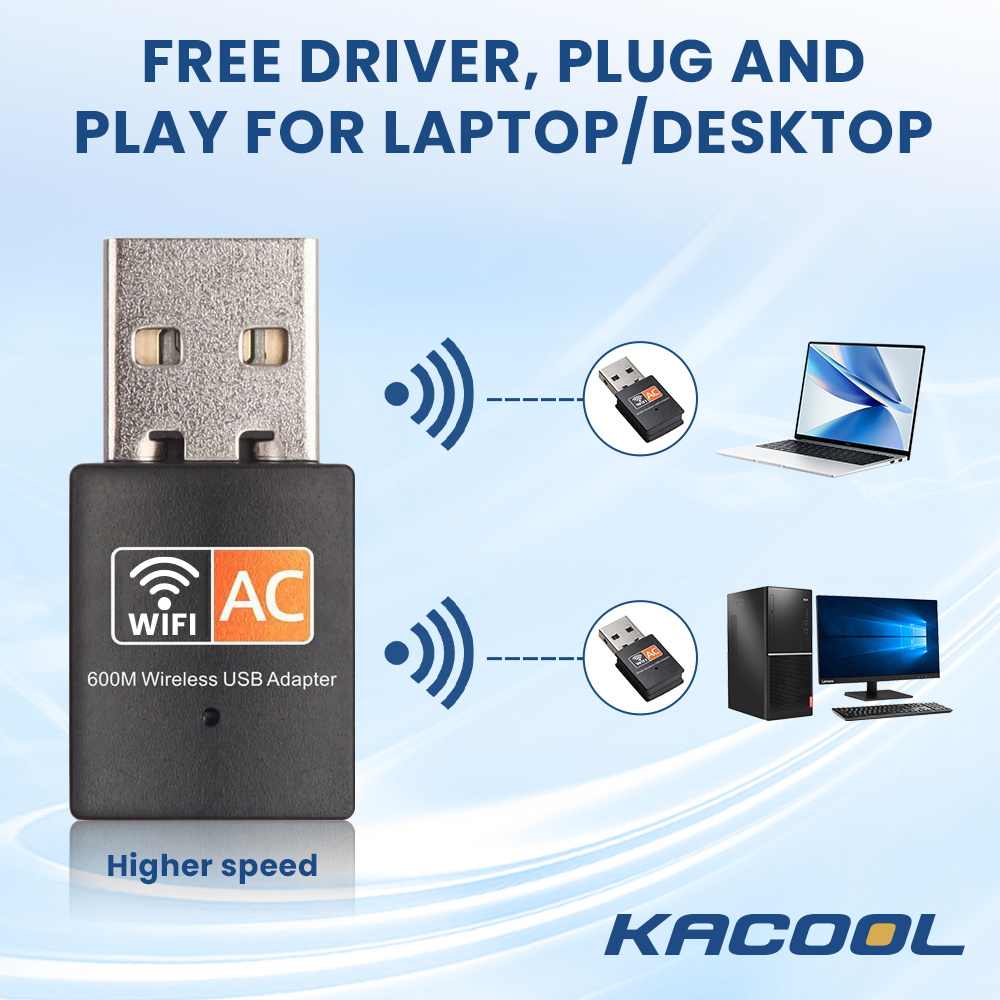Kacool Dual Band USB Adapter 600mbps 2.4ghz 5ghz 802.11ac Mini WiFi ...