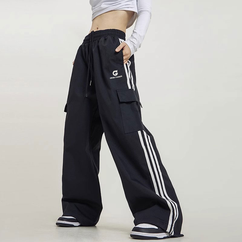 Mens High Quality Korean Wide Leg Cargo Pants Summer Thin Style Sport ...