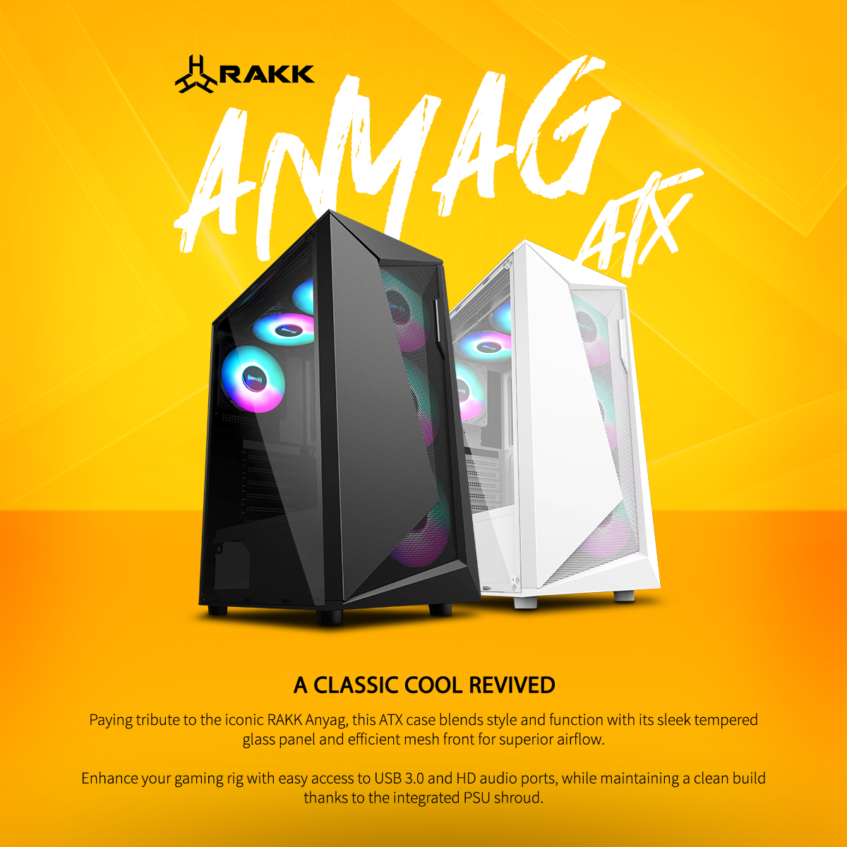 EasyPC | Rakk Anyag ATX Tempered Gaming Case Black | Shopee Philippines