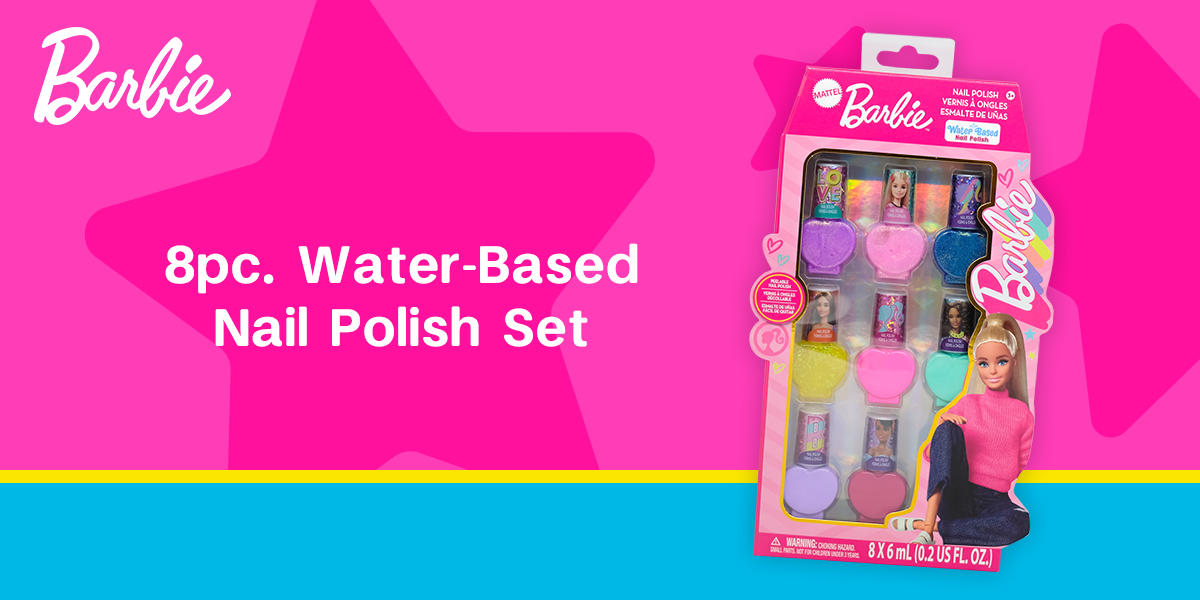 Barbie 8pc Nail Polish Set for Girls Non Toxic – Water Based Nail and ...