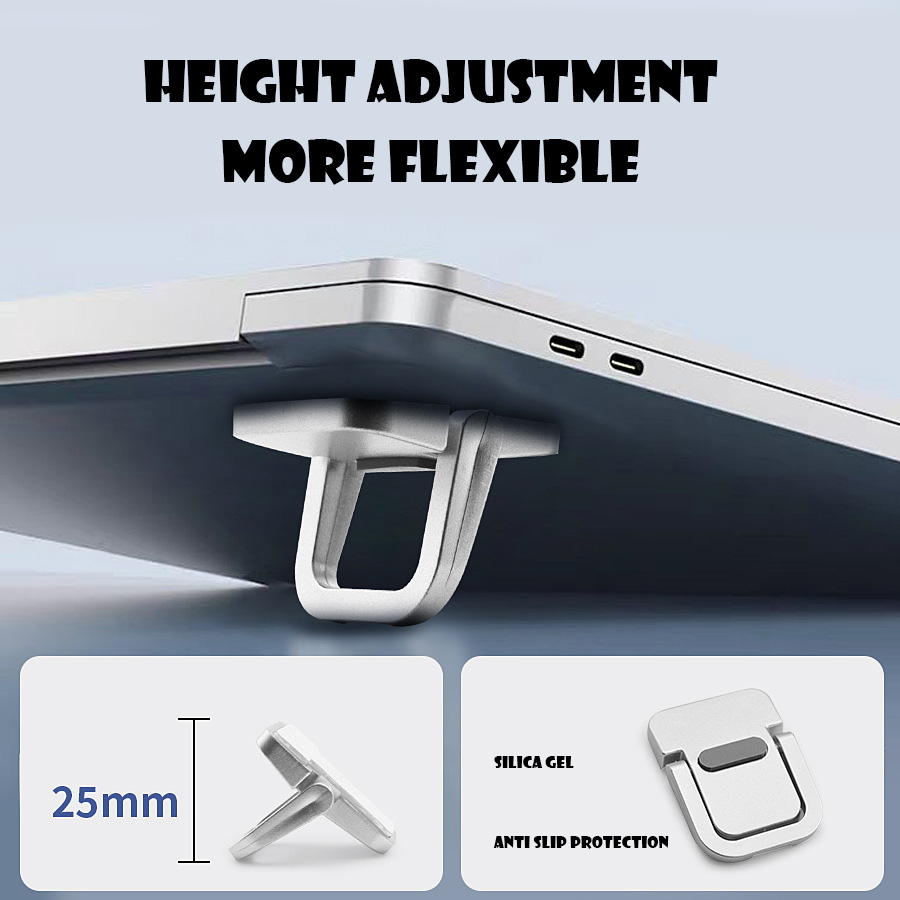 2pcs Fold Invisible Laptop Feet Stand Mini Alloy Bracket Heightened ...