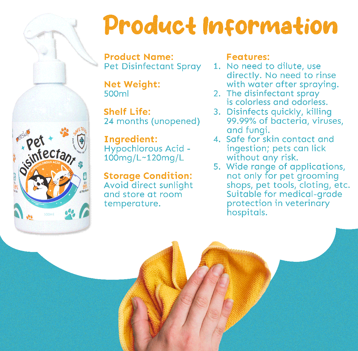 Petsup Pet Disinfectant Spray 500ml Odor Deodorizer Spray Odor ...