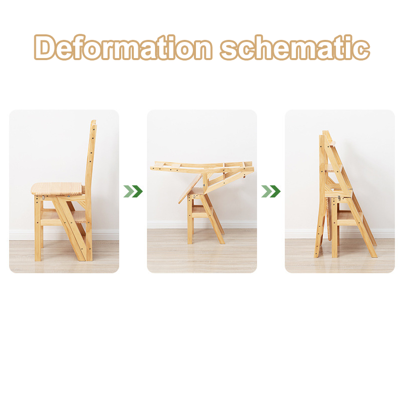 【On Hand】Bamboo Ladder Chair Solid Wood High Ladder Stool ...