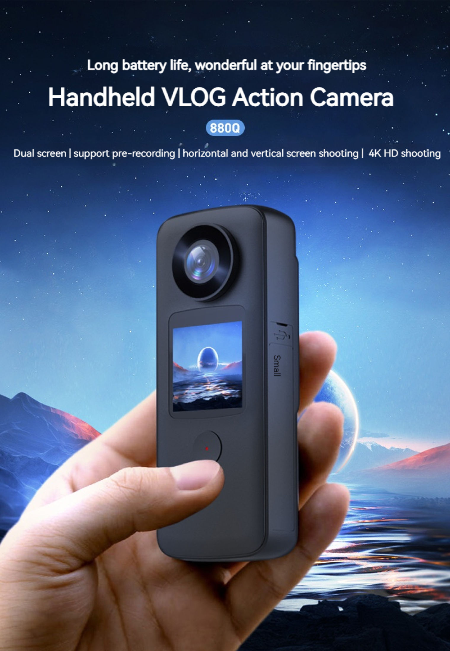 A200 4K HD VLOG ACTION CAMERA outdoor anti-shake video sports dual screen waterproof Camera ...
