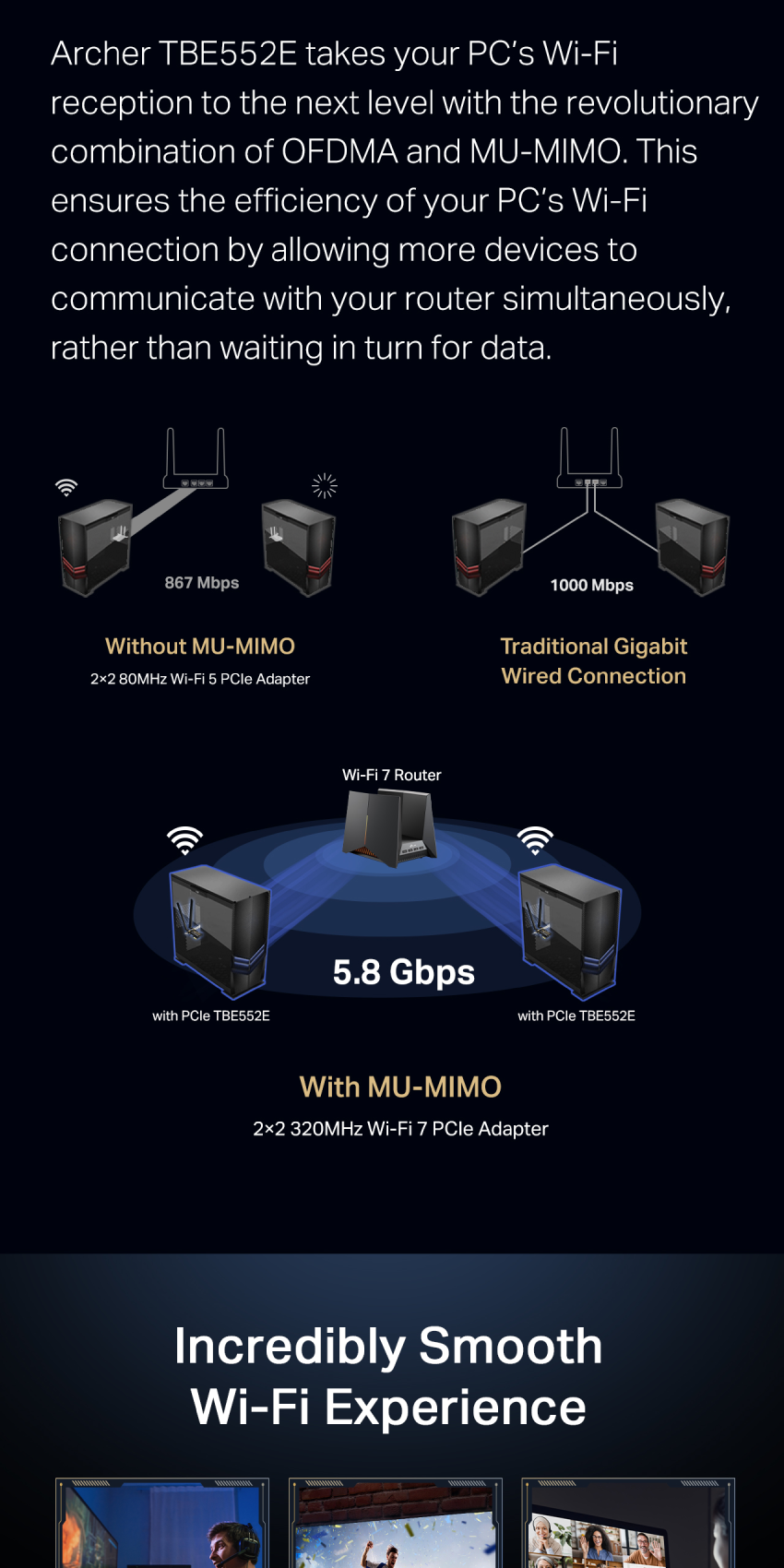 TP-Link | Archer TBE552E | BE9300 | Tri-Band | Wi-Fi 7 | Bluetooth 5.4 | PCIe | Adapter | Gaming ...