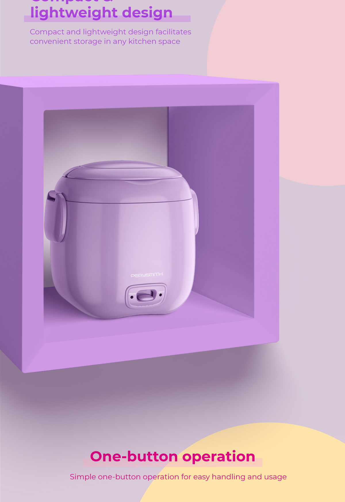 PerySmith Q10 Mini Rice Cooker EasyCooking Series 1 Liter | Shopee ...