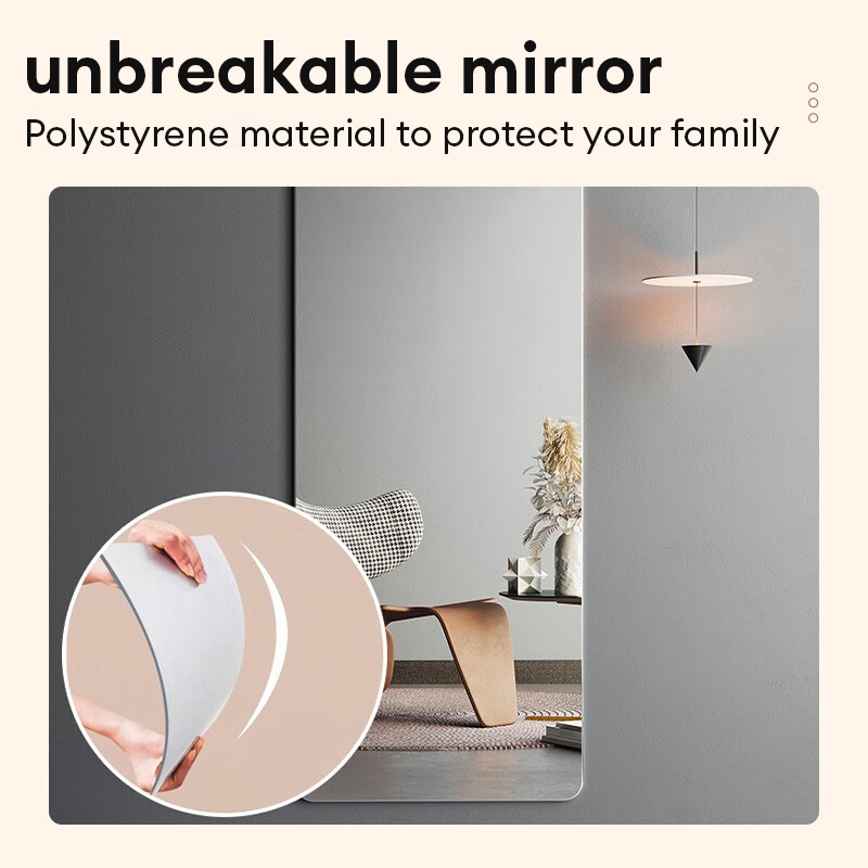 HD Acrylic Mirror Paste Wall Mirror Full Body Mirror Hang Mirror Light ...