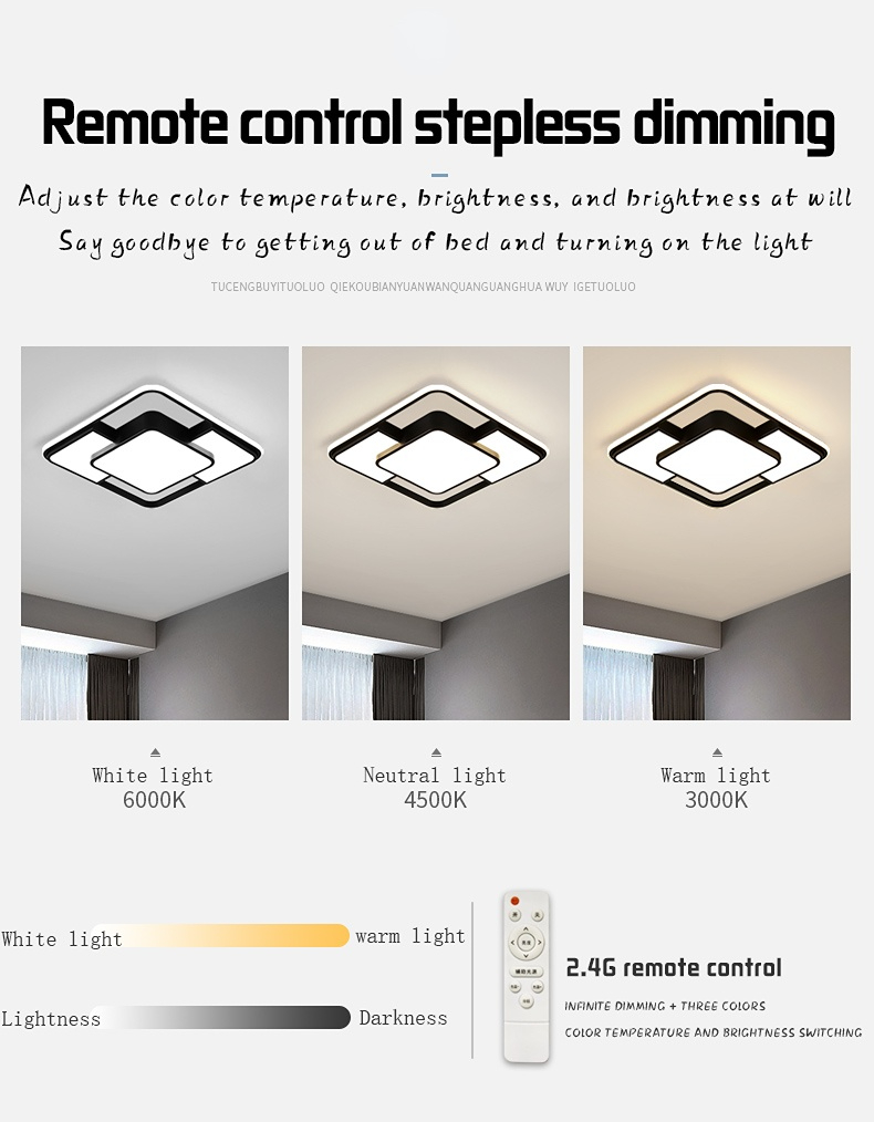 LED Ceiling Light 3 Color Ceiling Lamp Chandelier for Living Room ...
