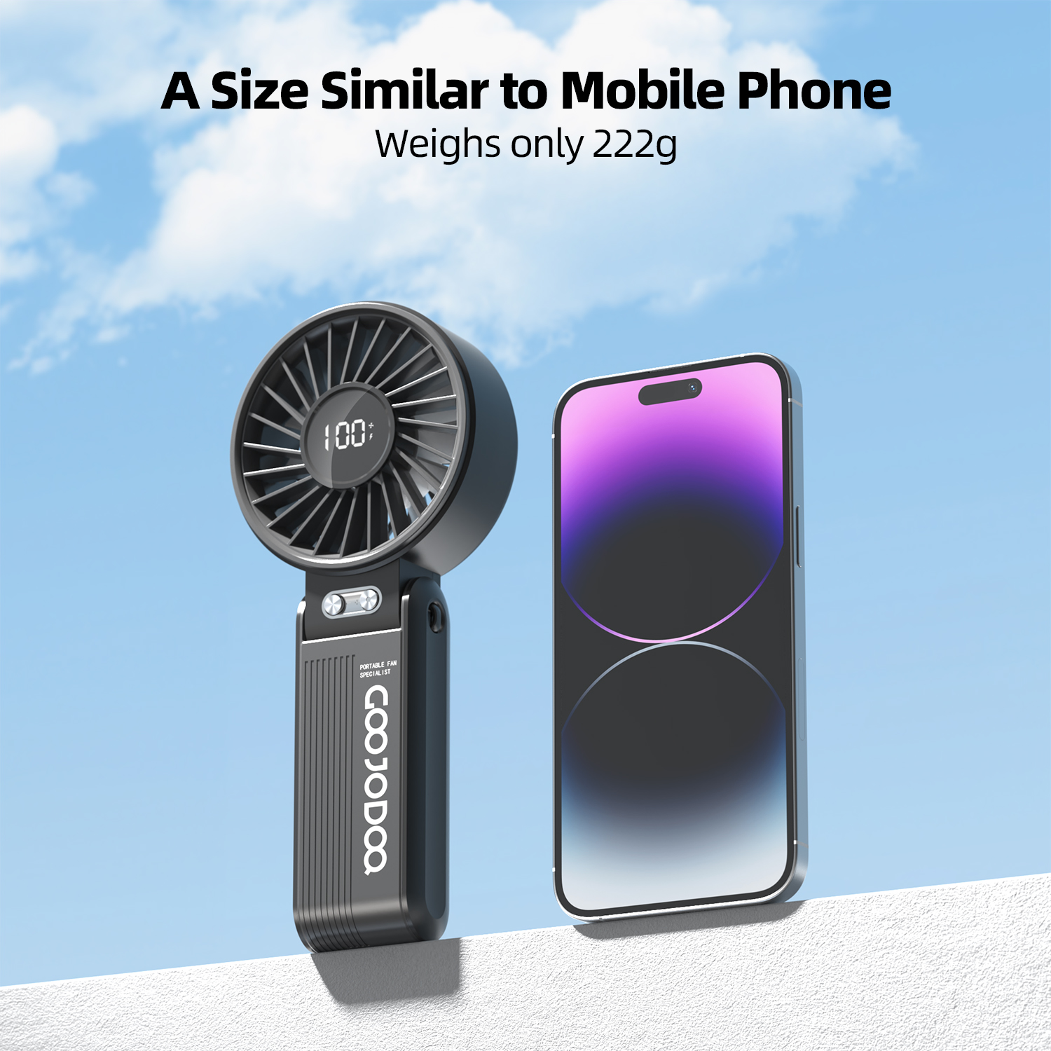 GOOJODOQ Foldable 4000 mAh Turbo Jet Mini Fan Rechargeable Handheld ...