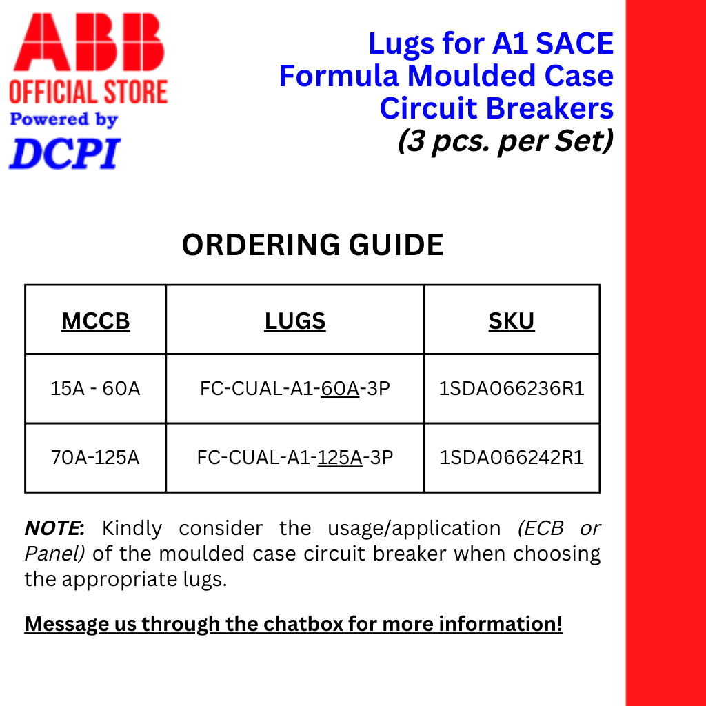 (3PCS./SET) ABB FC-CUAL Lugs/Front Terminals in Copper-Aluminium (For ...