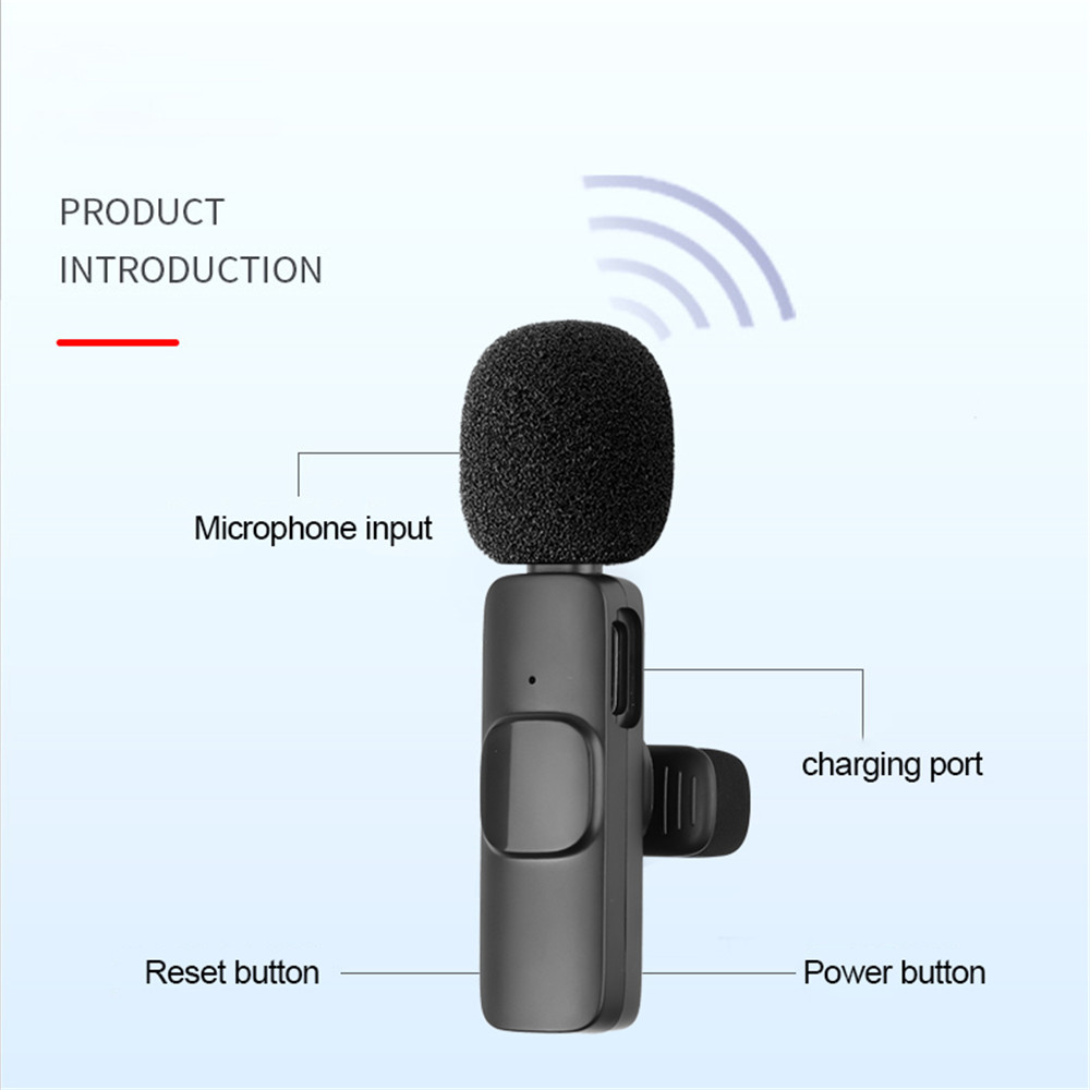 Popcorn mic for vlogging Wireless Lapel Microphone Lavalier Live Stream ...