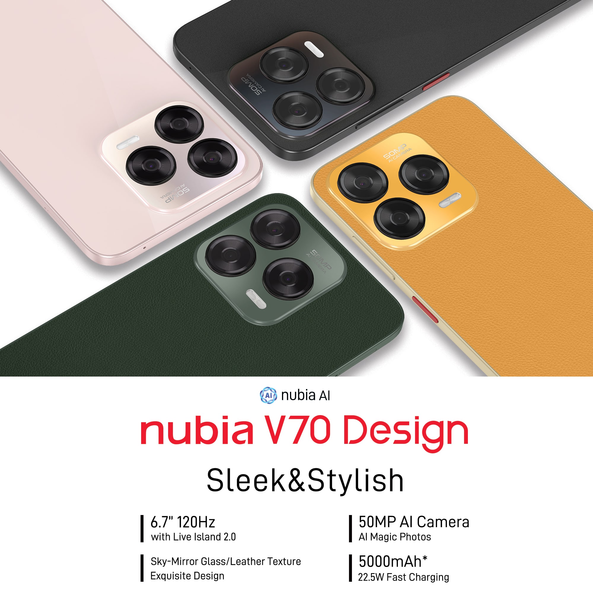 NUBIA V70 DESIGN [4GB RAM + 256GB ROM] | UP TO 14GB DYNAMIC RAM | 50MP ...