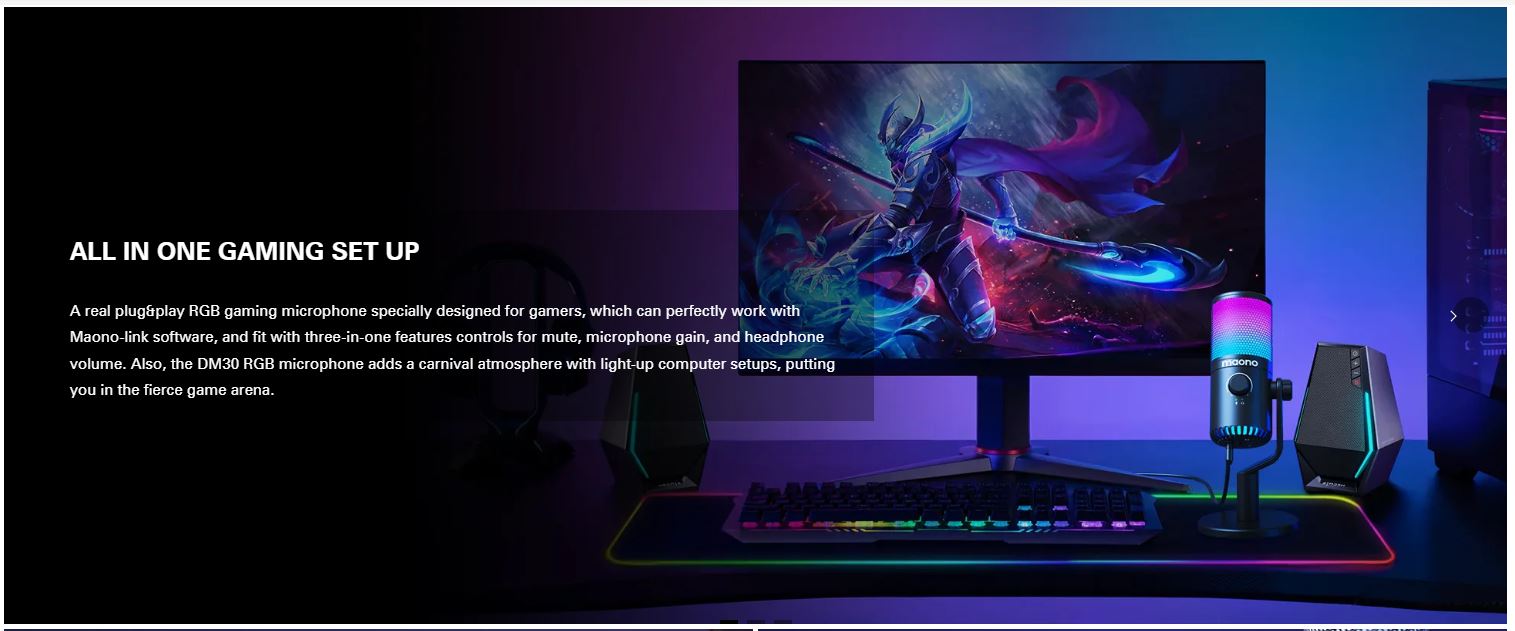 Itw | Maono Wired Gaming Microphone DM30 RGB Programmable USB Condenser ...