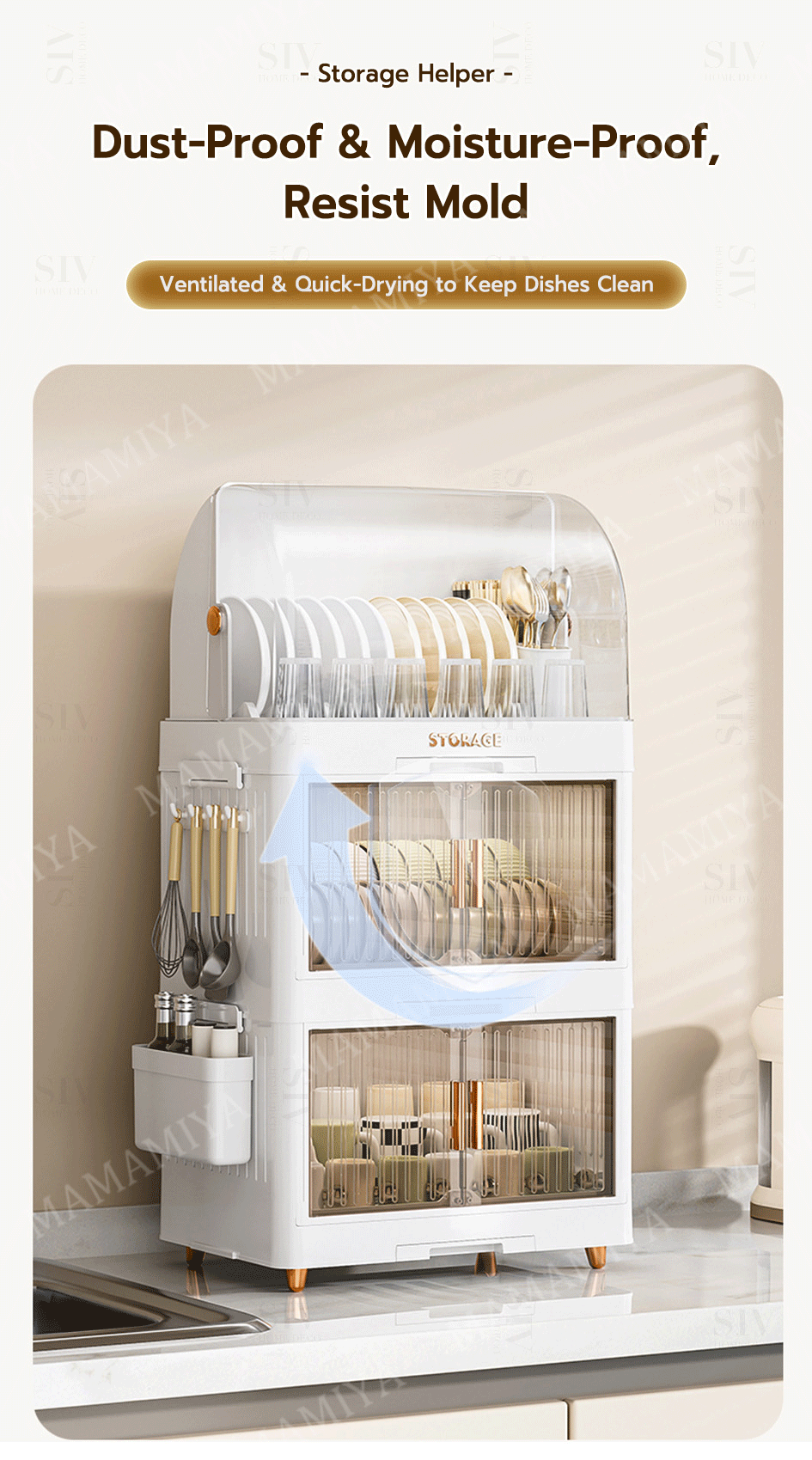 Kitchen Cabinet Dish Rack Plastic Aesthetic With Cover Foldable Dish ...