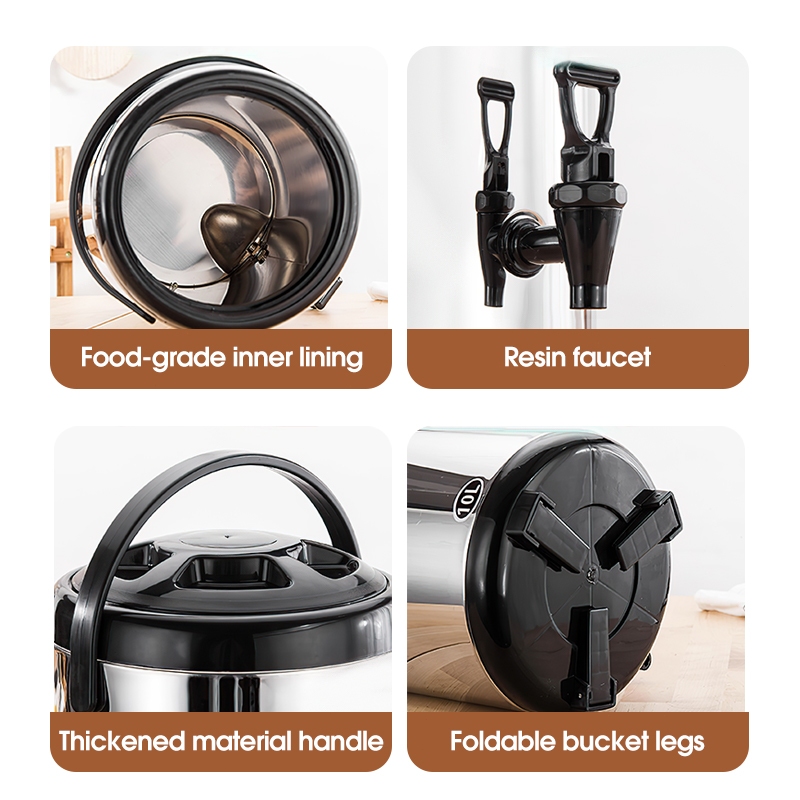 MODOFO Milk Tea Bucket Water Jug With Faucet Stainless Tea Barrel Water ...