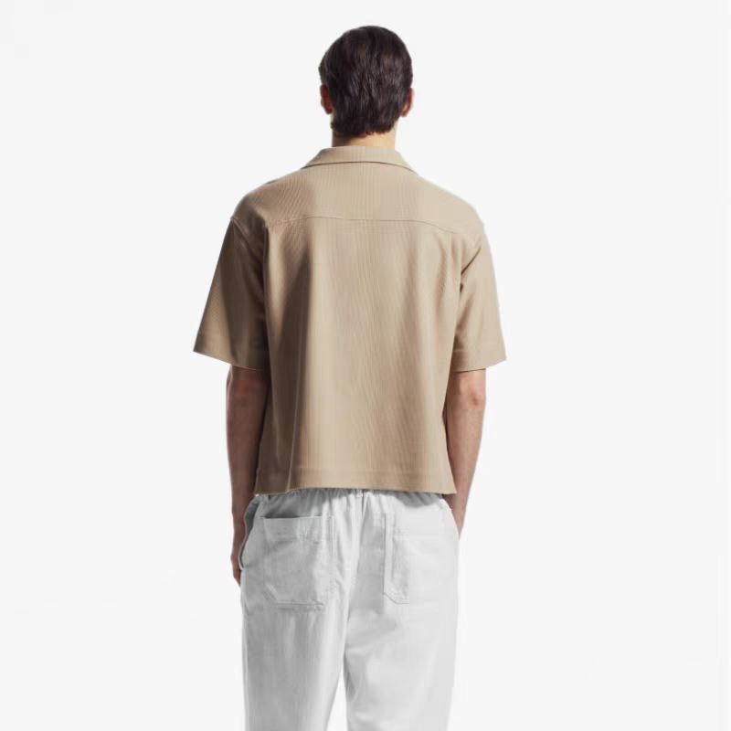 HUILISHI Box Fit Polo for Men Crop Top Boxy Shirts waffle Plain Short ...
