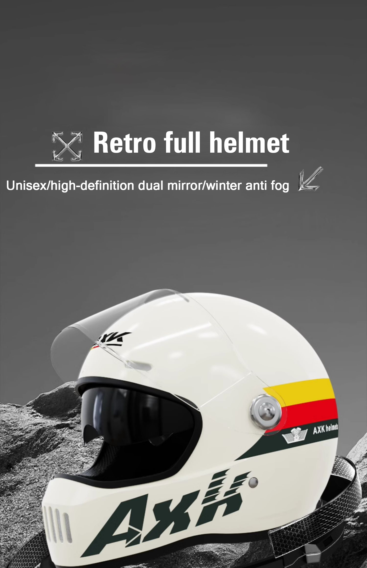 AXK Full Face Motorcycle Street Bike Helmet With Box 2 Visors | Shopee ...