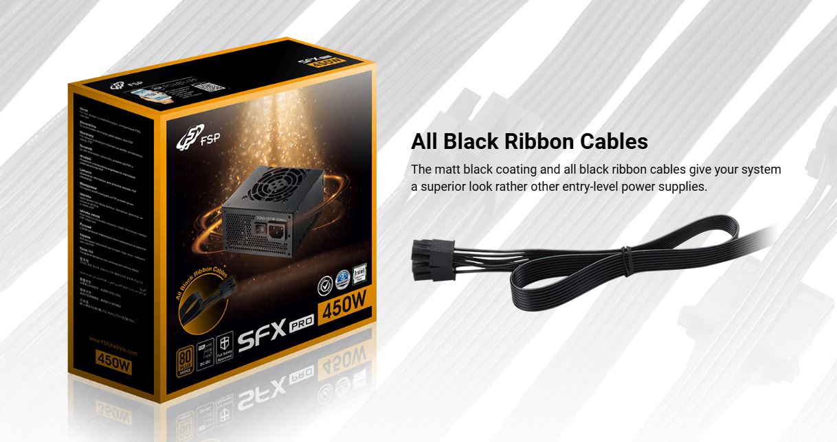 FSP PSU 450W Power Supply Unit SFX Pro 450W 80+ Bronze Certification ...