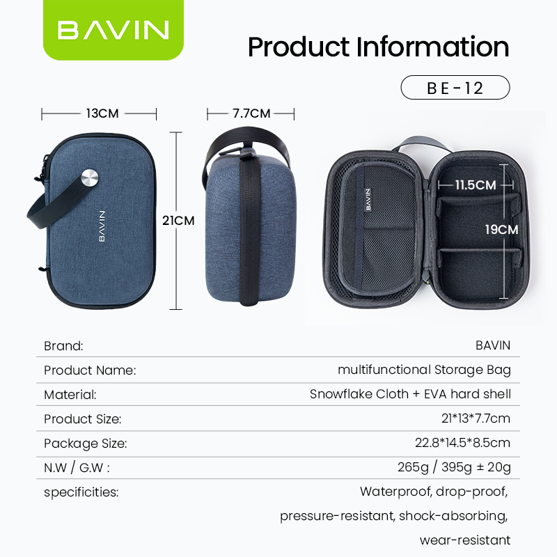 BAVIN BE12 Multi-Functional Storage Sleeve Bag Travel Organizer EVA ...