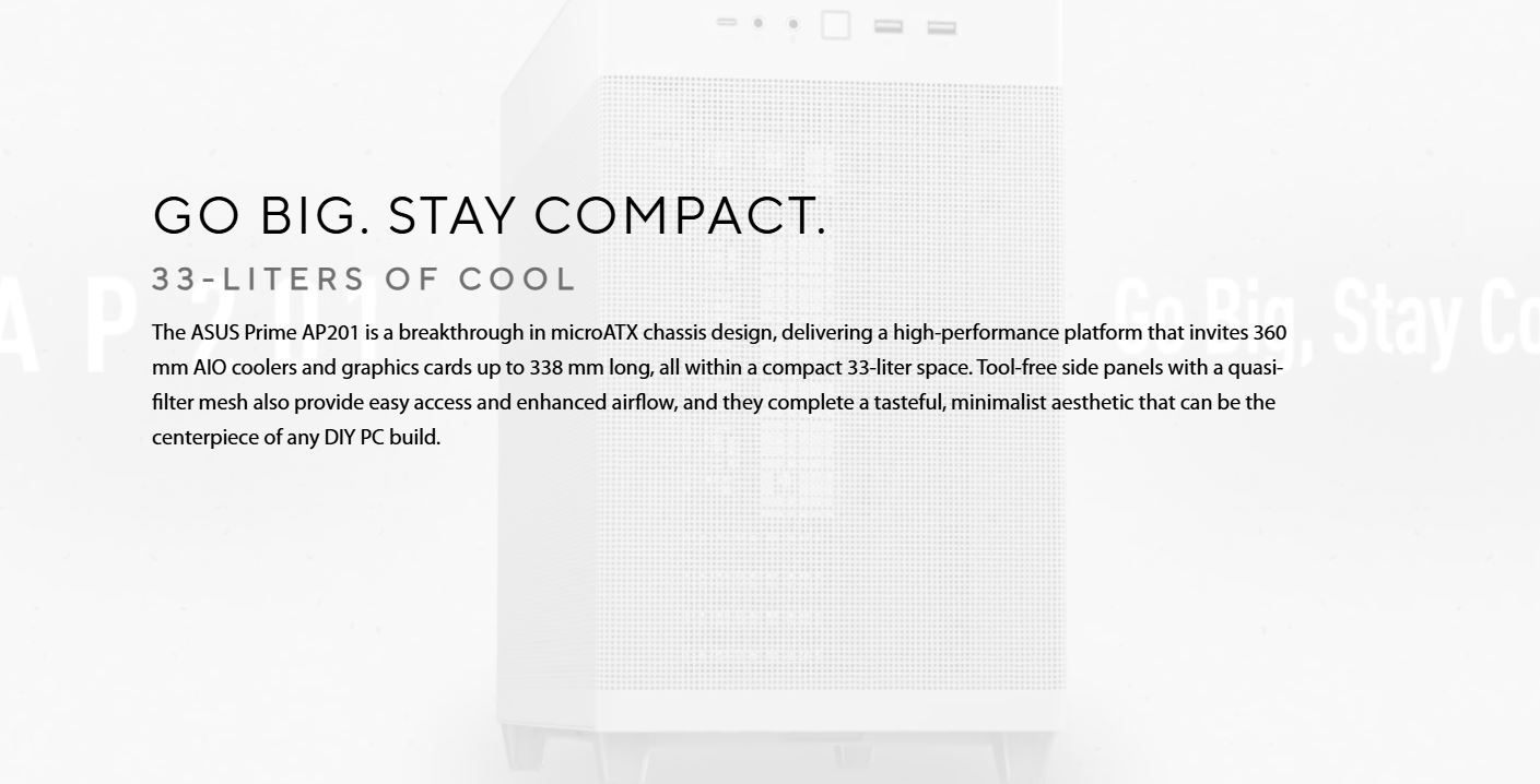 ASUS Computer PC Case Prime AP201 microATX Case Small Tower Mesh Panel ...