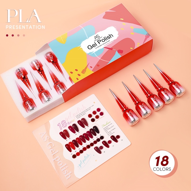 AS gel polish 18colors/set with color chart board red color gel 15ml ...