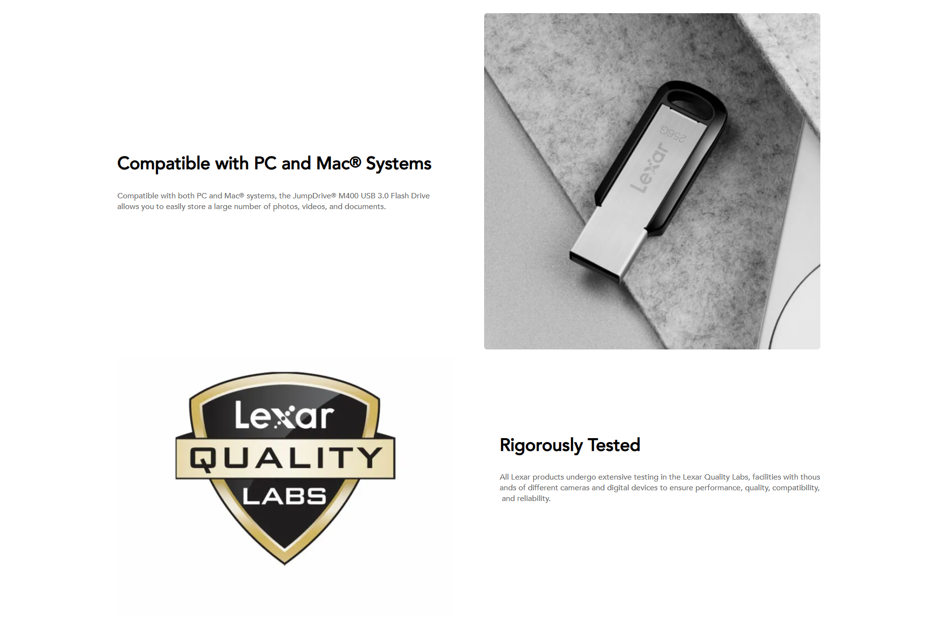 Lexar JumpDrive M400 32GB/64GB/256GB USB 3.0 256-bit AES Encryption ...