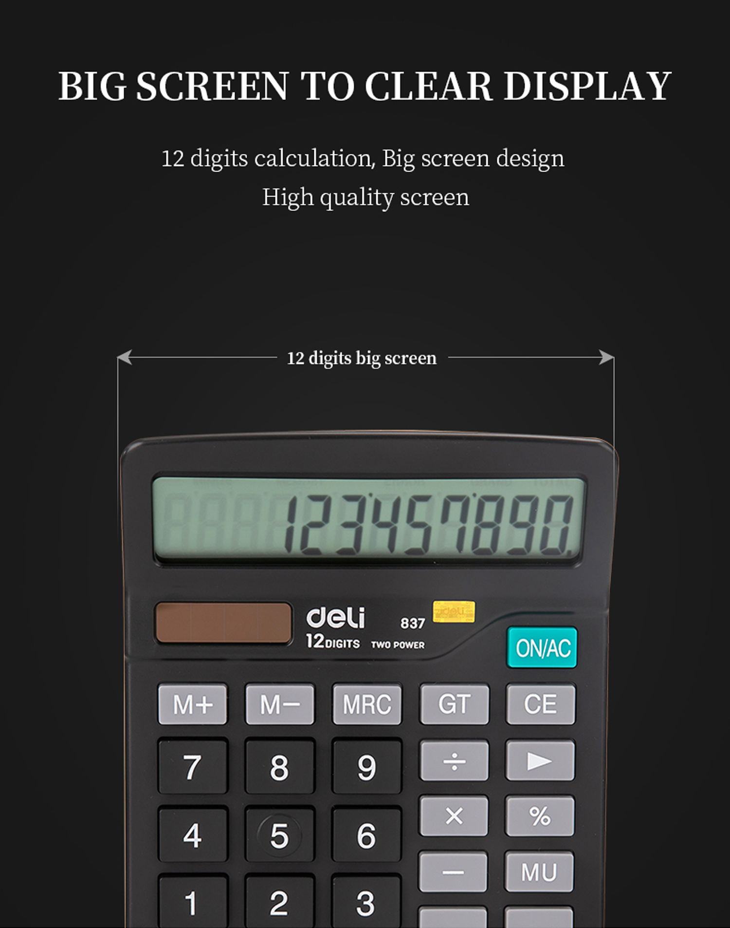 Deli E837 12 Digits Desktop Calculator with Big Display (1PC) [7528837 ...