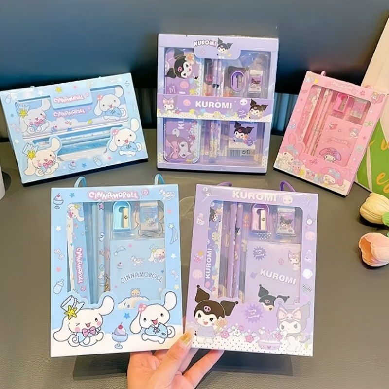6pcs/12pcs Sanrio Stationery Set KuromiMelody Pencil Pencil Case Ruler ...