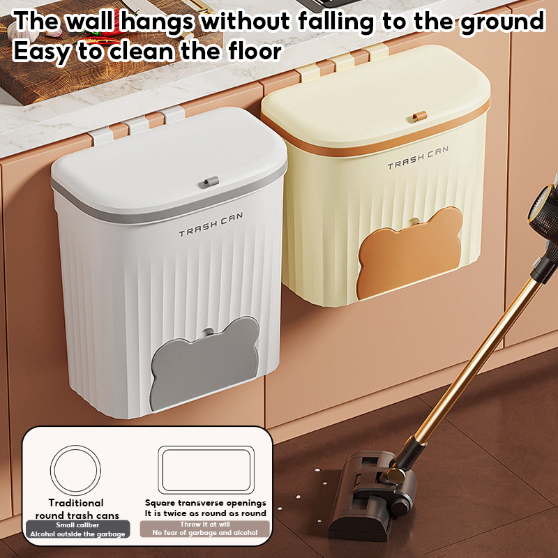 Talmf 12L Wall-Mounted Trash Can With Cover Bathroom Garbage Bin ...