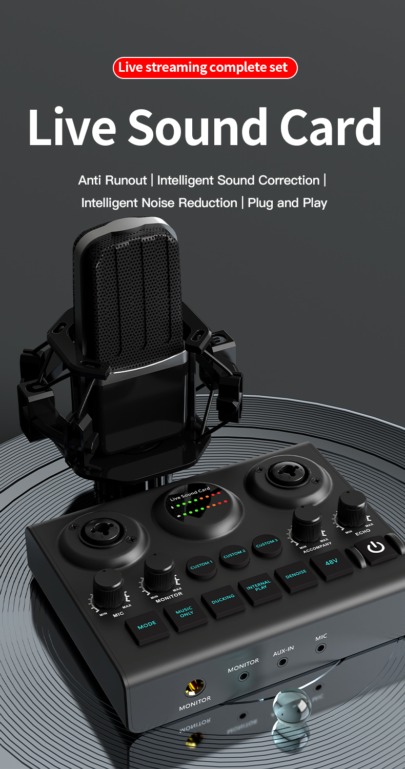 F10 Live Sound Card Auditory Mixing Console Intelligent Noice Reduction ...