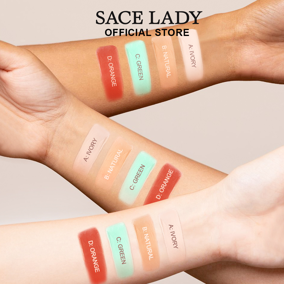 SACE LADY Full Coverage Corrector Concealer 4 Color Palette, Long ...