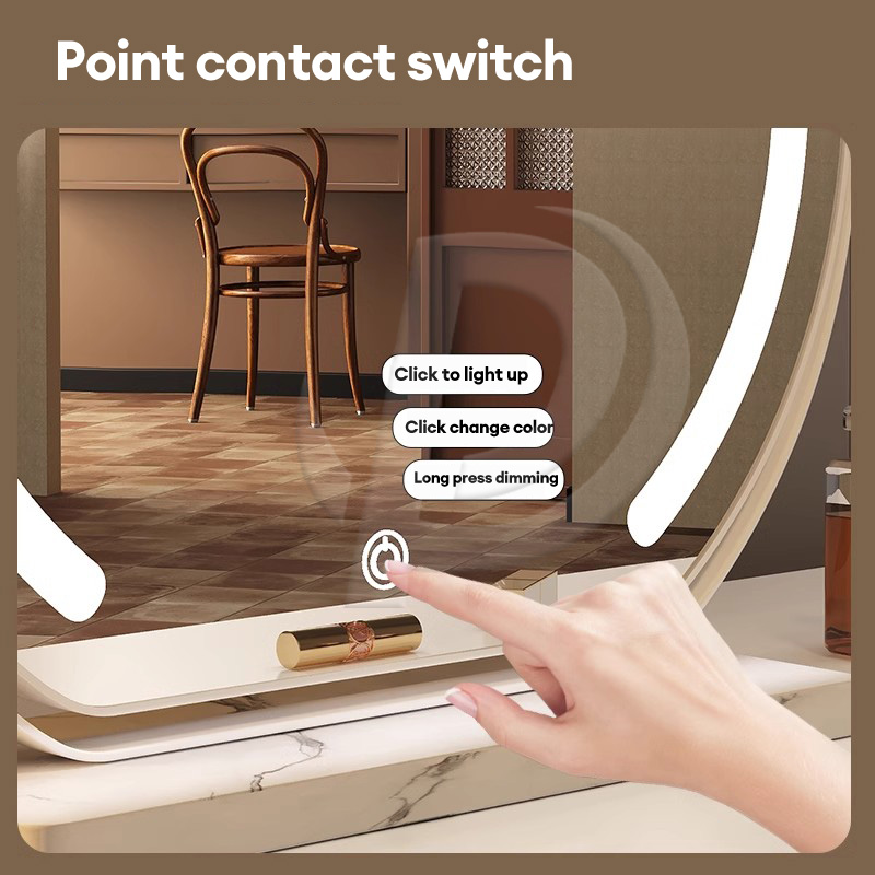 Stylish LED Makeup Mirror 3 Color Touch-up Light Rotatable Dressing Mirror with Non-Blinding ...