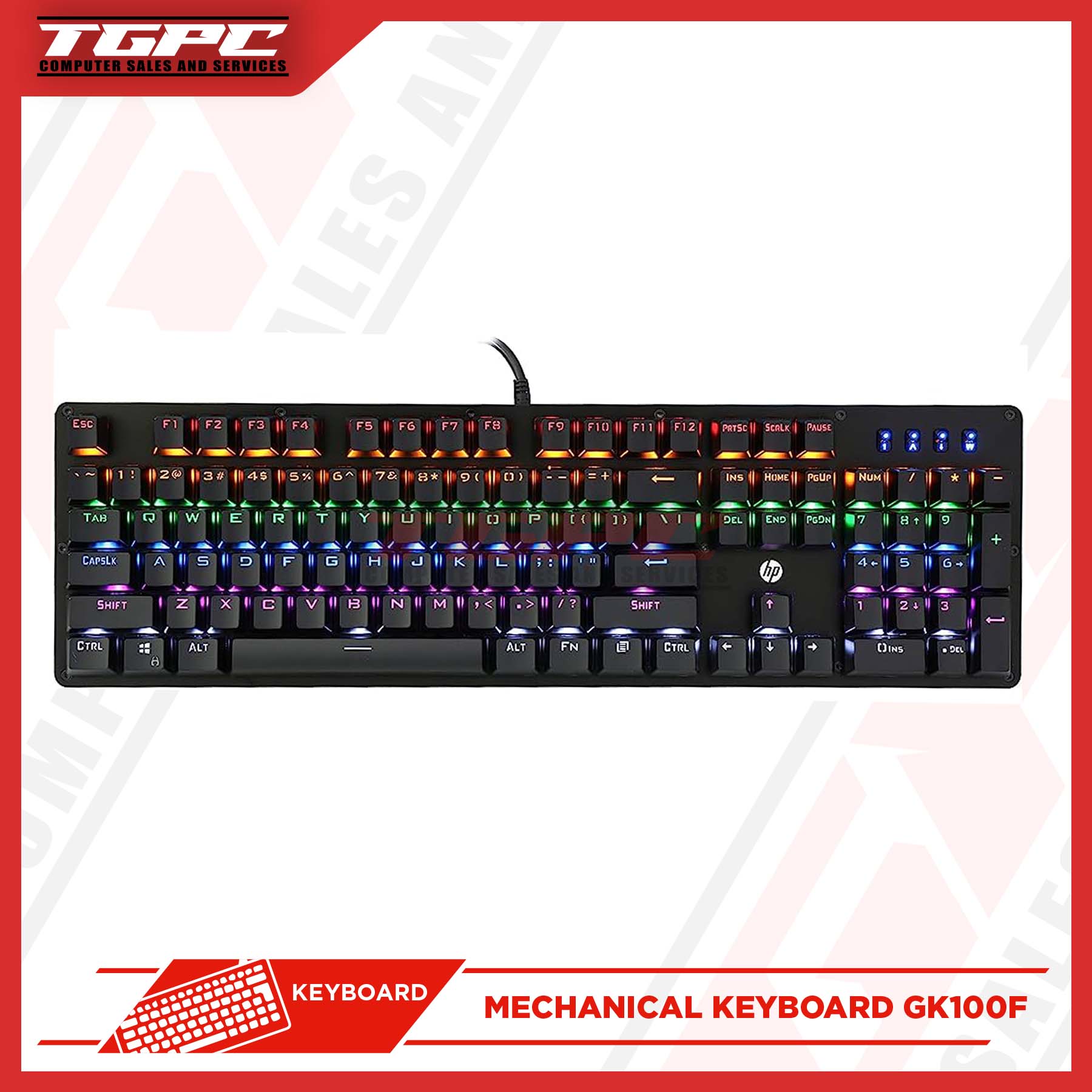 HP GK100F Wired Full Size RGM Backlit Mechanical Gaming Keyboard ...