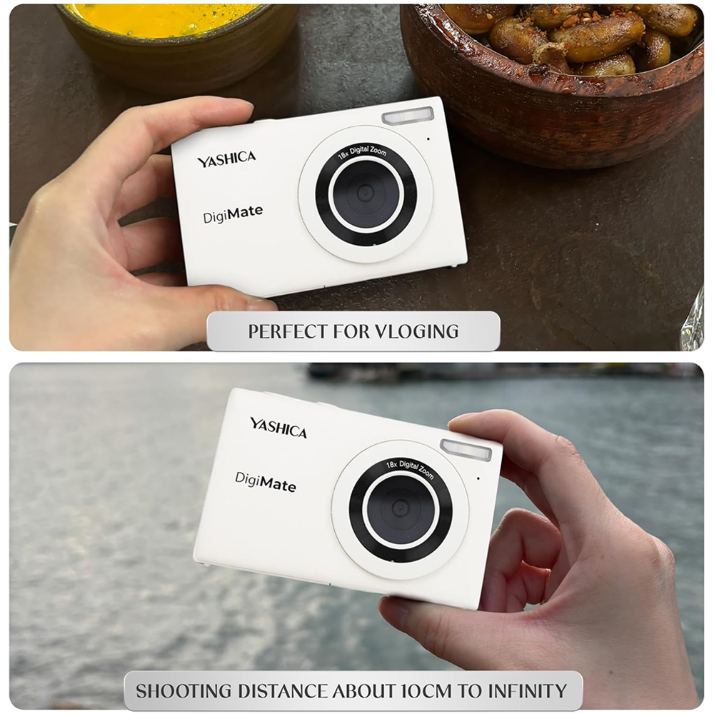 YASHICA DigiMate Compact Digital Camera w/ Flash 64MP F/3.2 35mm CMOS 4K 30fps Video Point and ...