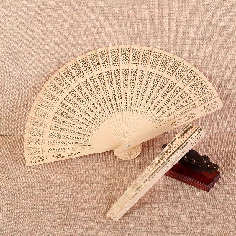 Wooden Chinese Style Hollow Folding Fan Plain Fan (NO Box) | Shopee ...
