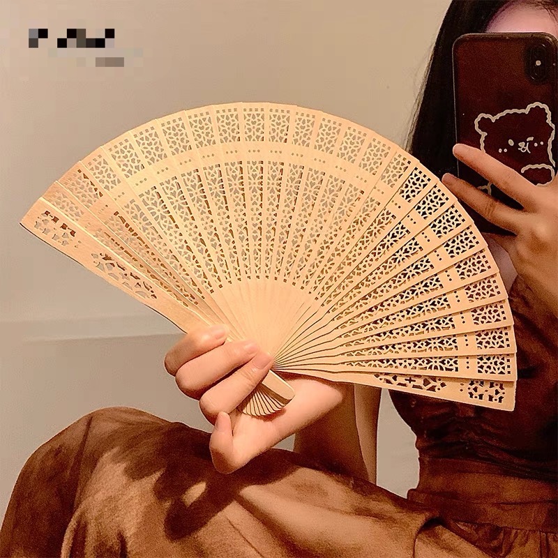 Wooden Chinese Style Hollow Folding Fan Plain Fan (NO Box) | Shopee ...