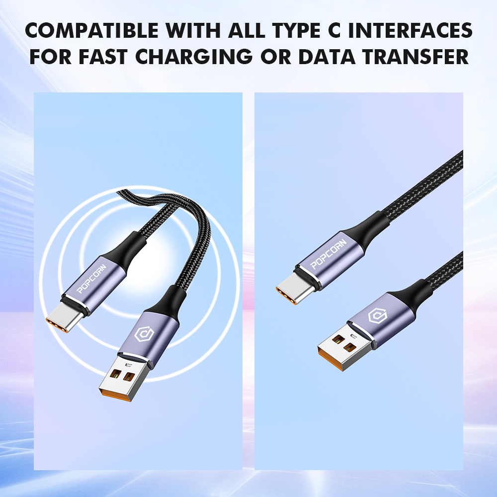 Popcorn X2 ATOC USB to Type C Cable 6A Super Fast Charging Mobile Phone ...