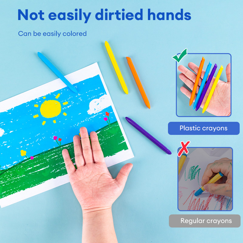 Deli 12/18/24 Colors Plastic Crayons Set Non-Toxic Kids Drawing Pencils for School Art Supplies ...