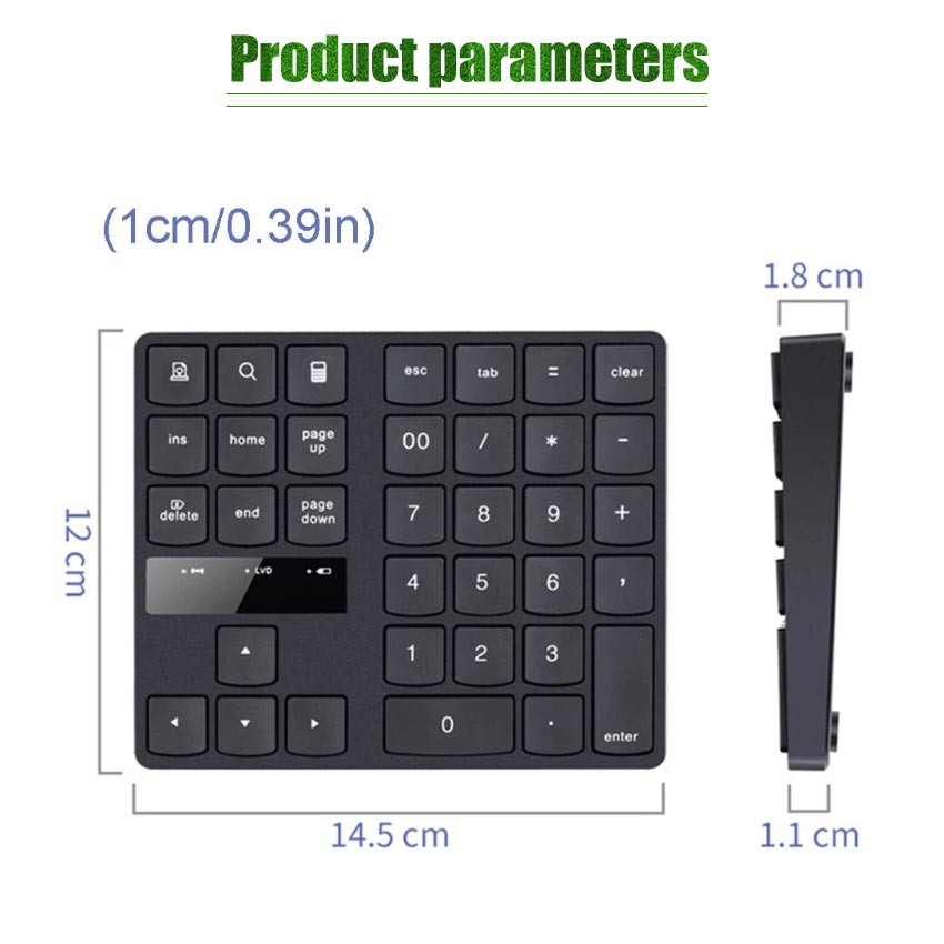 INPHIC 2.4GHz 35 compact key mini wireless numeric keypad for laptop PC ...