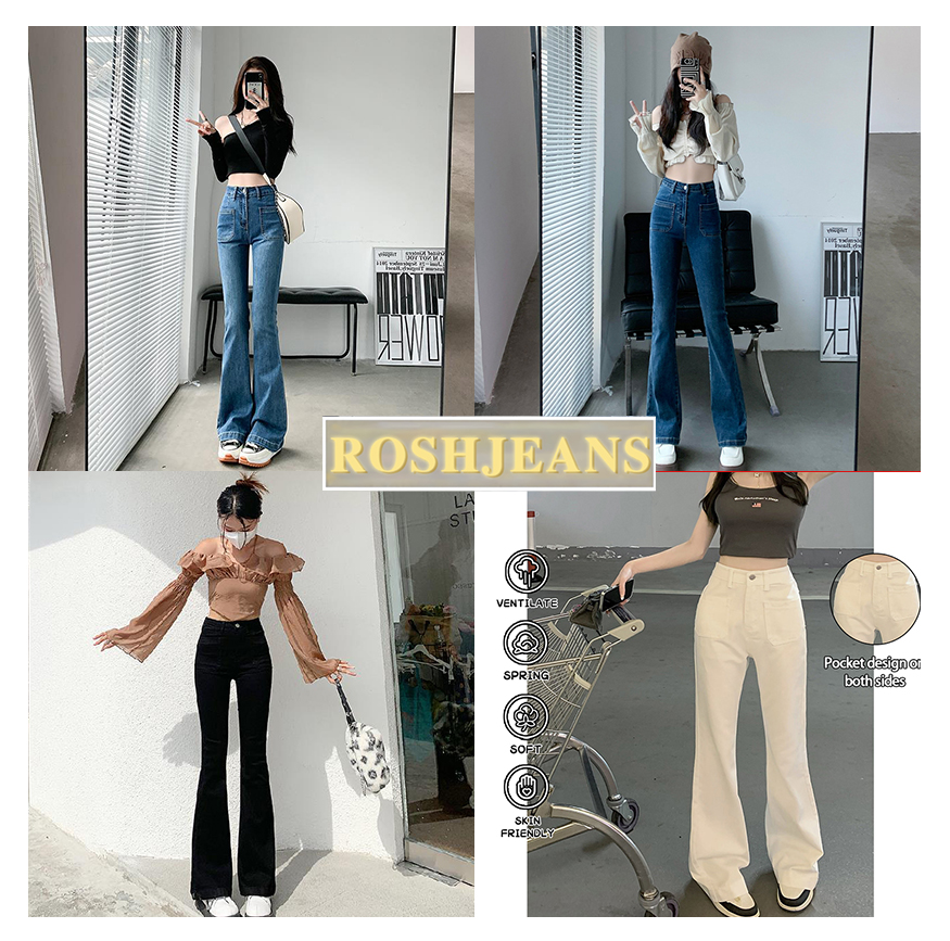 Rosh_Jeans Flare pants for women Korean Retro ladies Fit&Flare pants ...