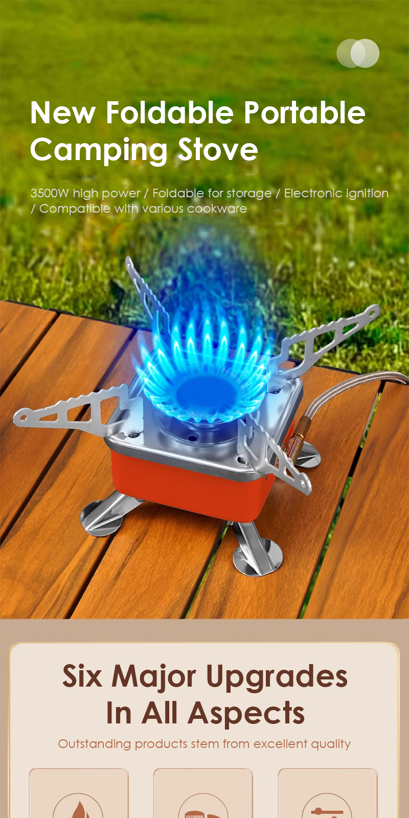 FlashFish Portable Card Type Stove square OutdoorFolding Camping Stove ...