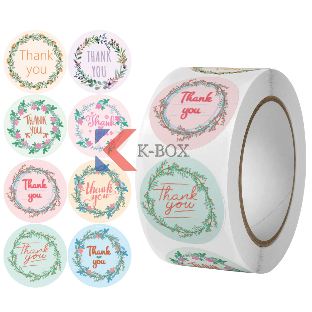 THE NEW 1Roll 500 pcs Thank You Thankyou Flower Round Seal Sticker Tags ...