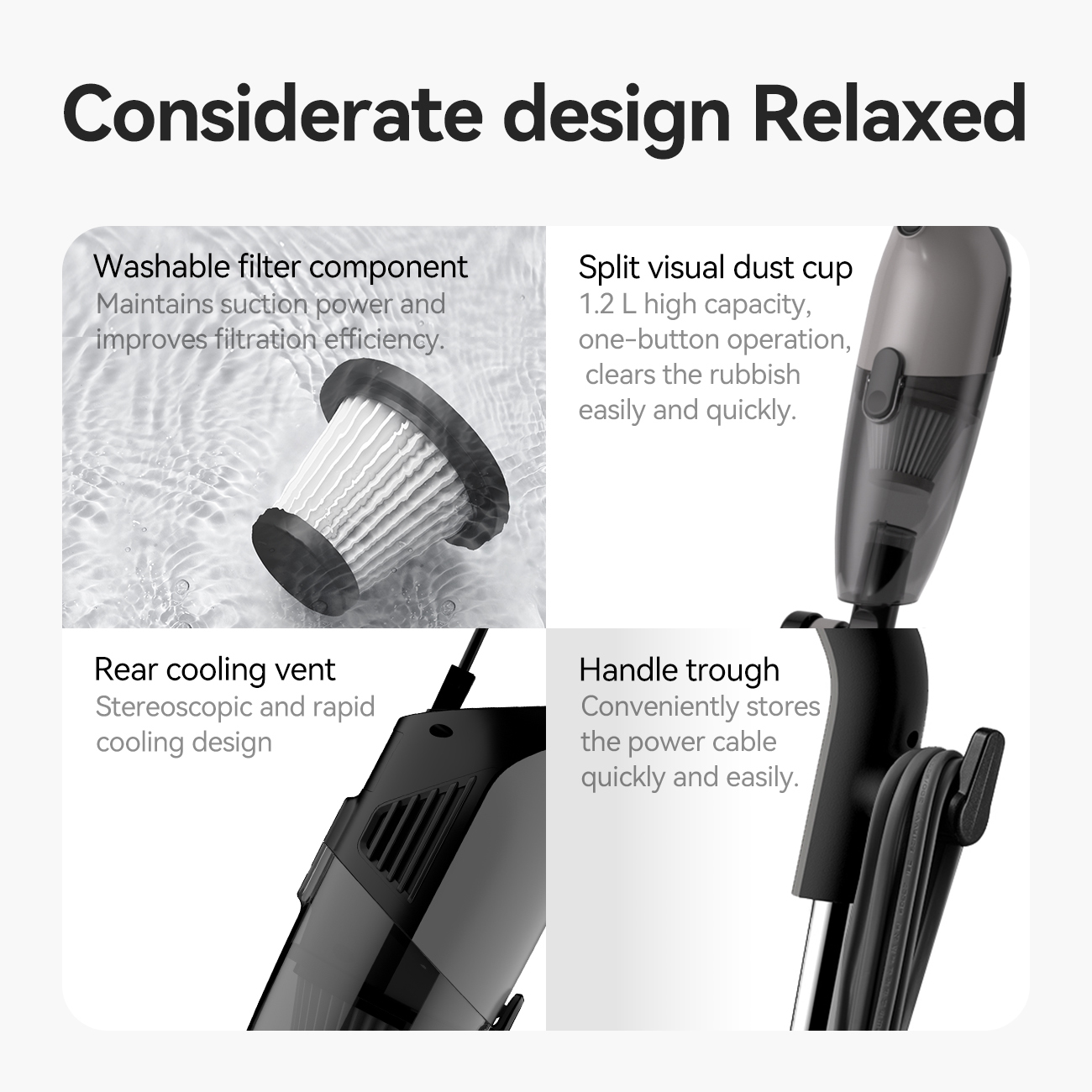 Deerma DX120C Portable Vacuum Cleaner handheld/Push 2 in 1 Vacuum with ...