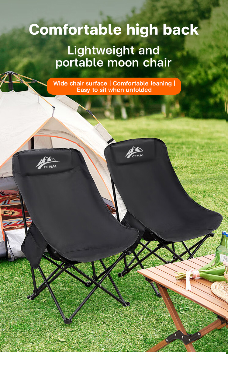 CEMAL Camping Chair and Table Set Moon Chair Outdoor Folding Chairs 3 ...